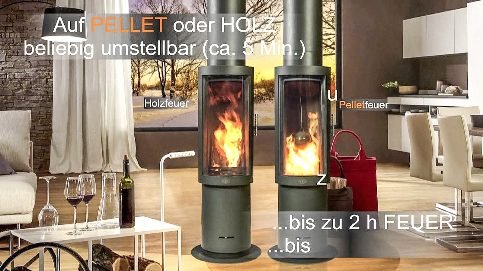 Pelletofen Und Holzofen Kombiniert